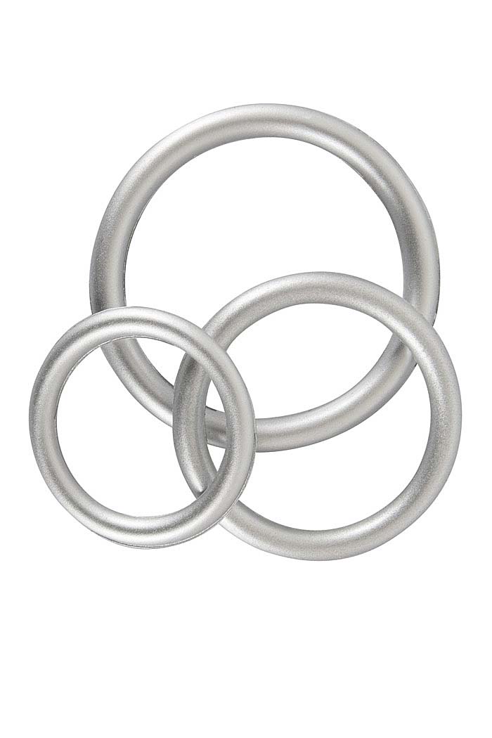 Metallic Silicone Cock Ring Set 3,3 4,0 5,1 cm - EasyFunShop